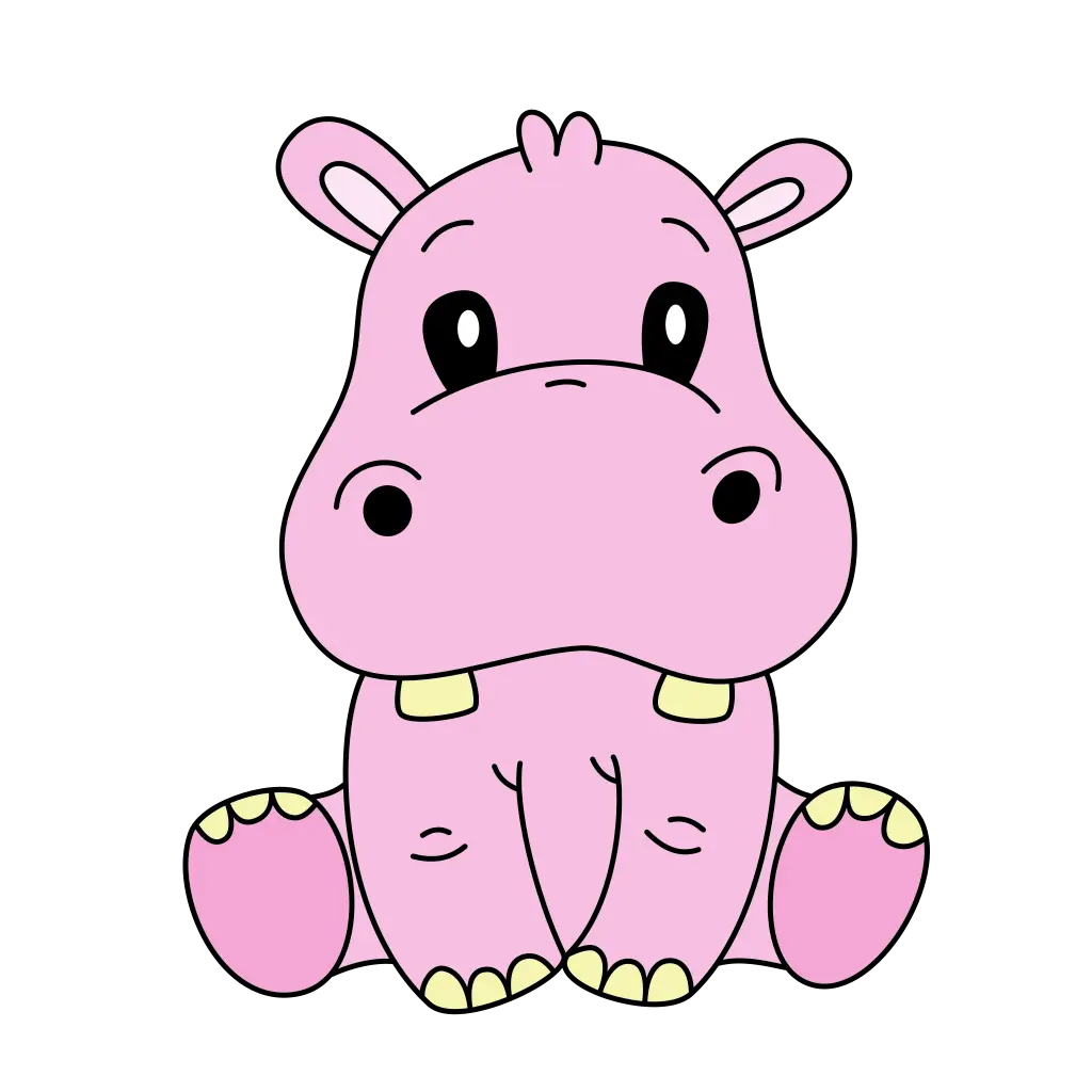 Cómo Dibujar un Hipopótamo Bonito Paso a Paso | K & J 🦛